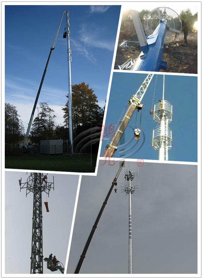 Self Supporting Communication Steel Utility Poles With Inner Climbing ...